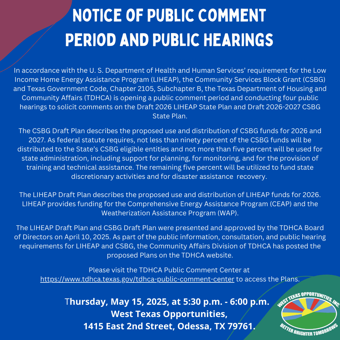 Public Information - West Texas Opportunities